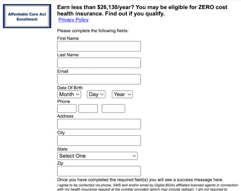 ACA Lead Order Form - DigitalBGA